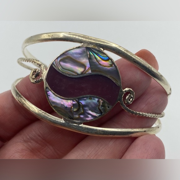 Hand Crafted | Jewelry | Mexican Silvertone Abalone Shell Scrolled Rope ...